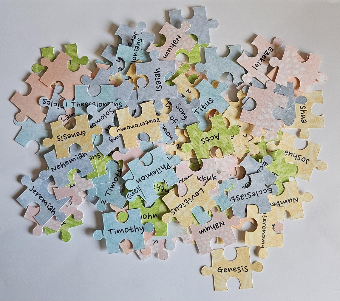 Bible Books Puzzle Pieces, Genesis to Revelation, Sunday School ...