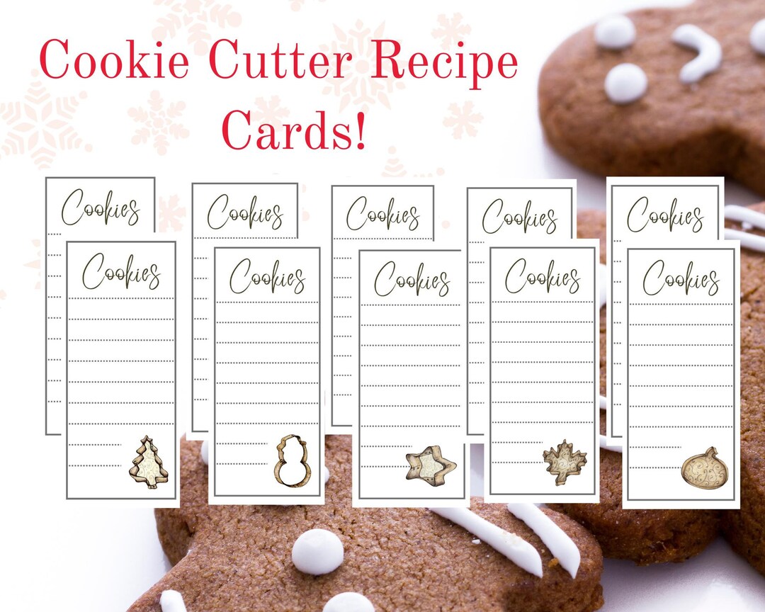 Vintage Cookie Cutter Recipe Cards: Printable Cookie Exchange (digital ...