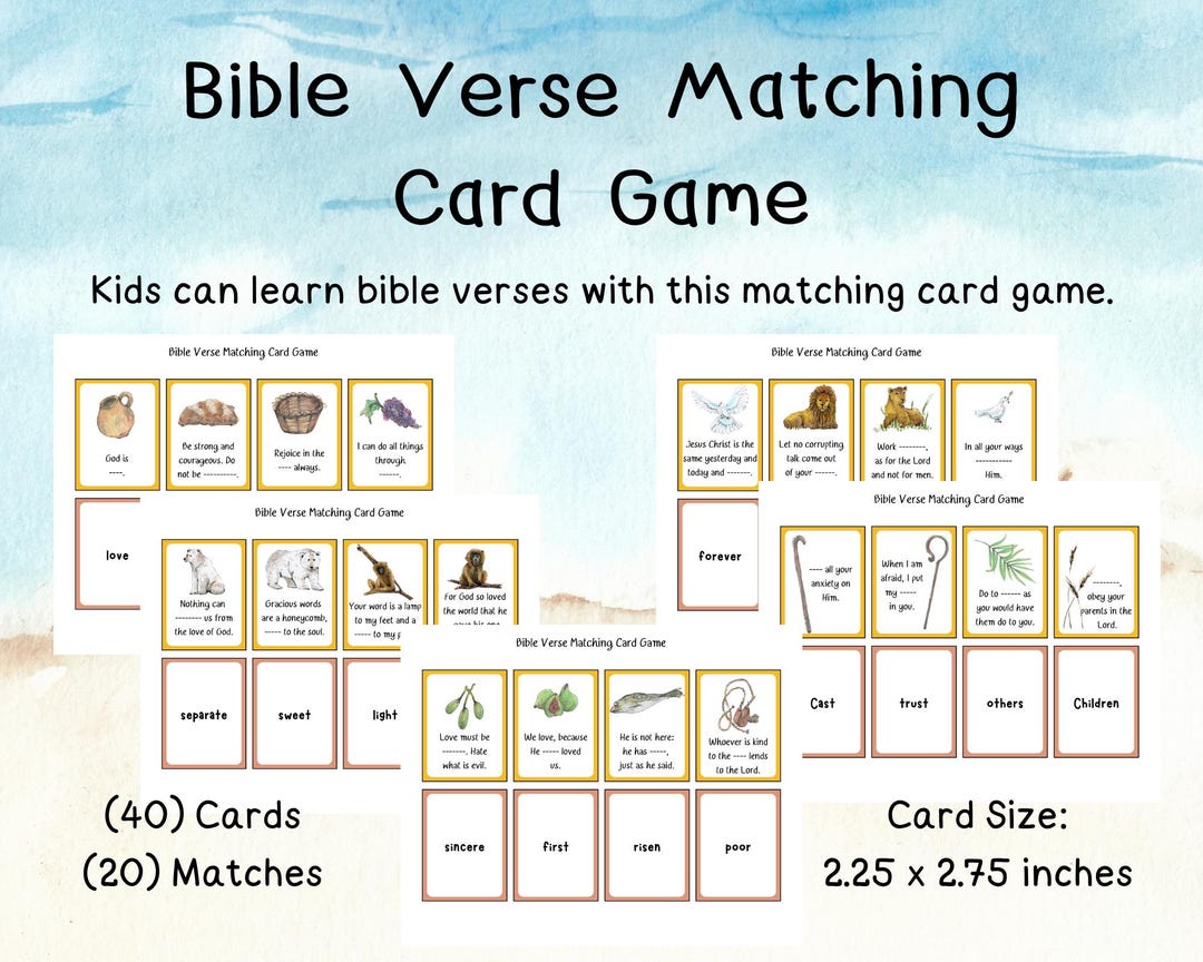 Kids' Bible Verse Matching Game: Sunday School Activity, VBS Activity ...