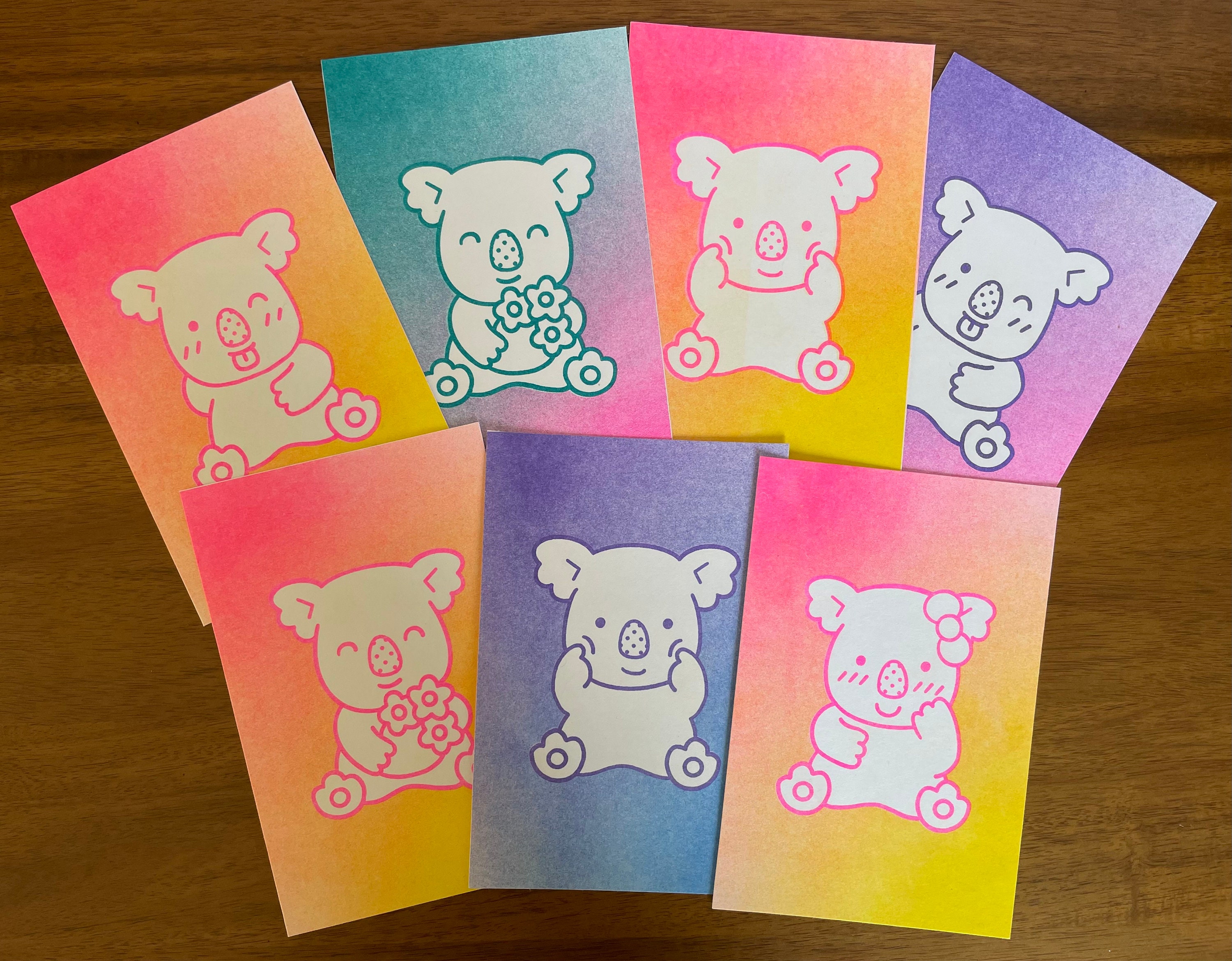 Koala's March Risograph Prints and Cards (4x6) - Etsy