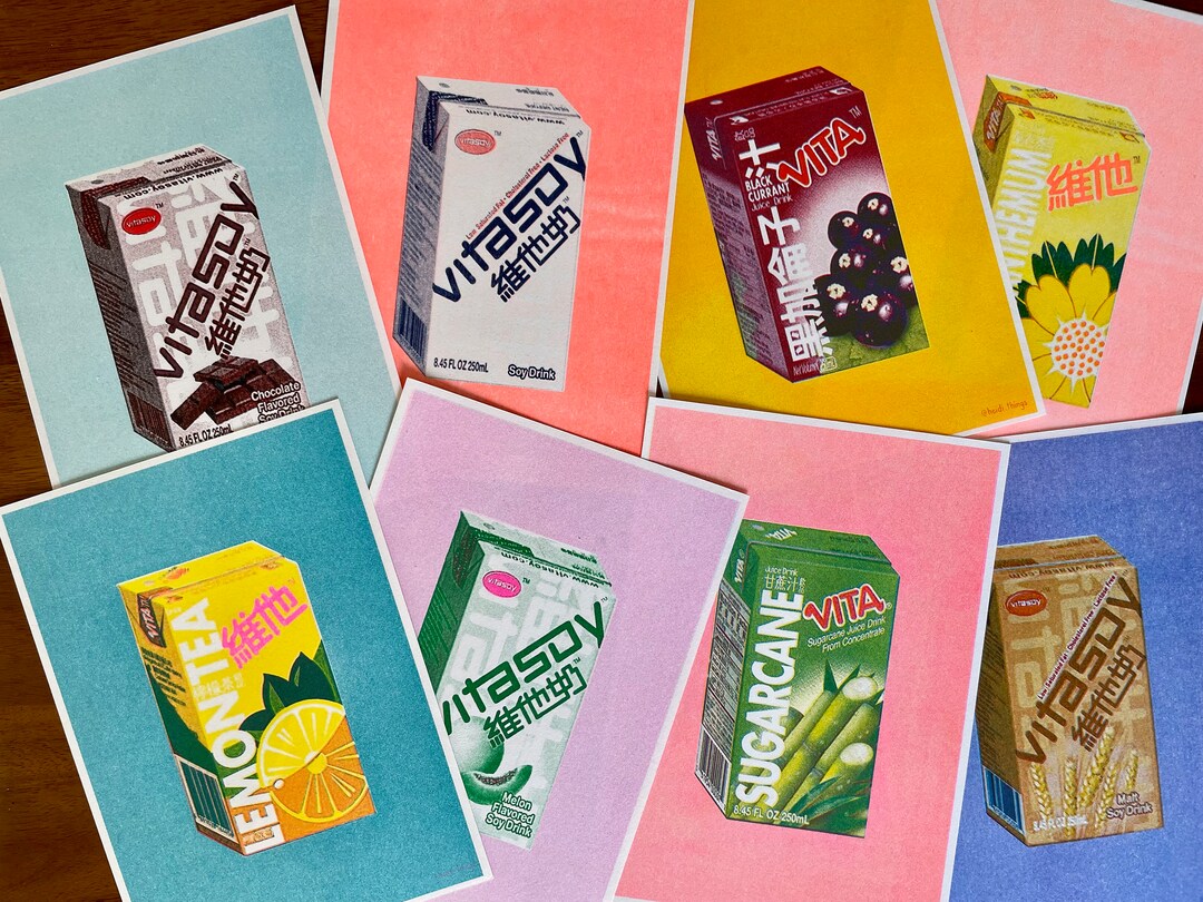 Vita Juice Cartons Risograph Prints (5x7 In) - SET of 8 - Etsy