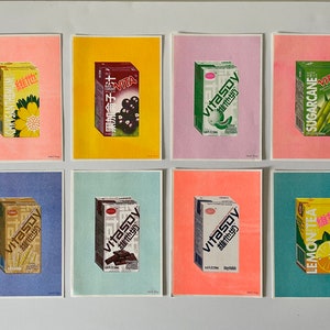 Vita Juice Cartons Risograph Prints (5x7 In) - SET of 8 - Etsy