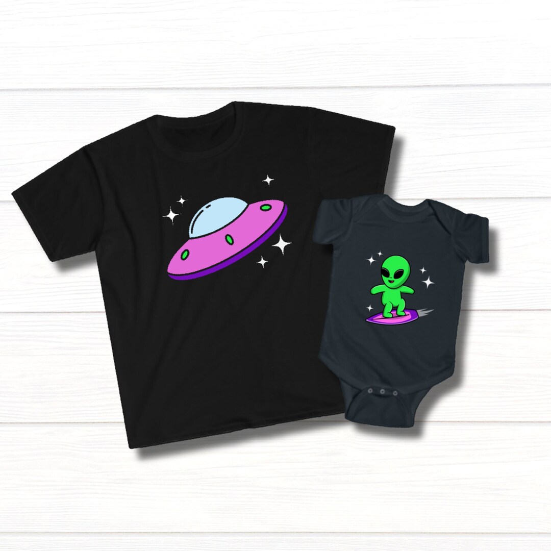 Father Son Matching UFO Alien Space Shirts, Dad and Baby Planet Tshirts ...
