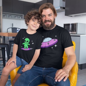 Father Son Matching UFO Alien Space Shirts, Dad and Baby Planet Tshirts ...