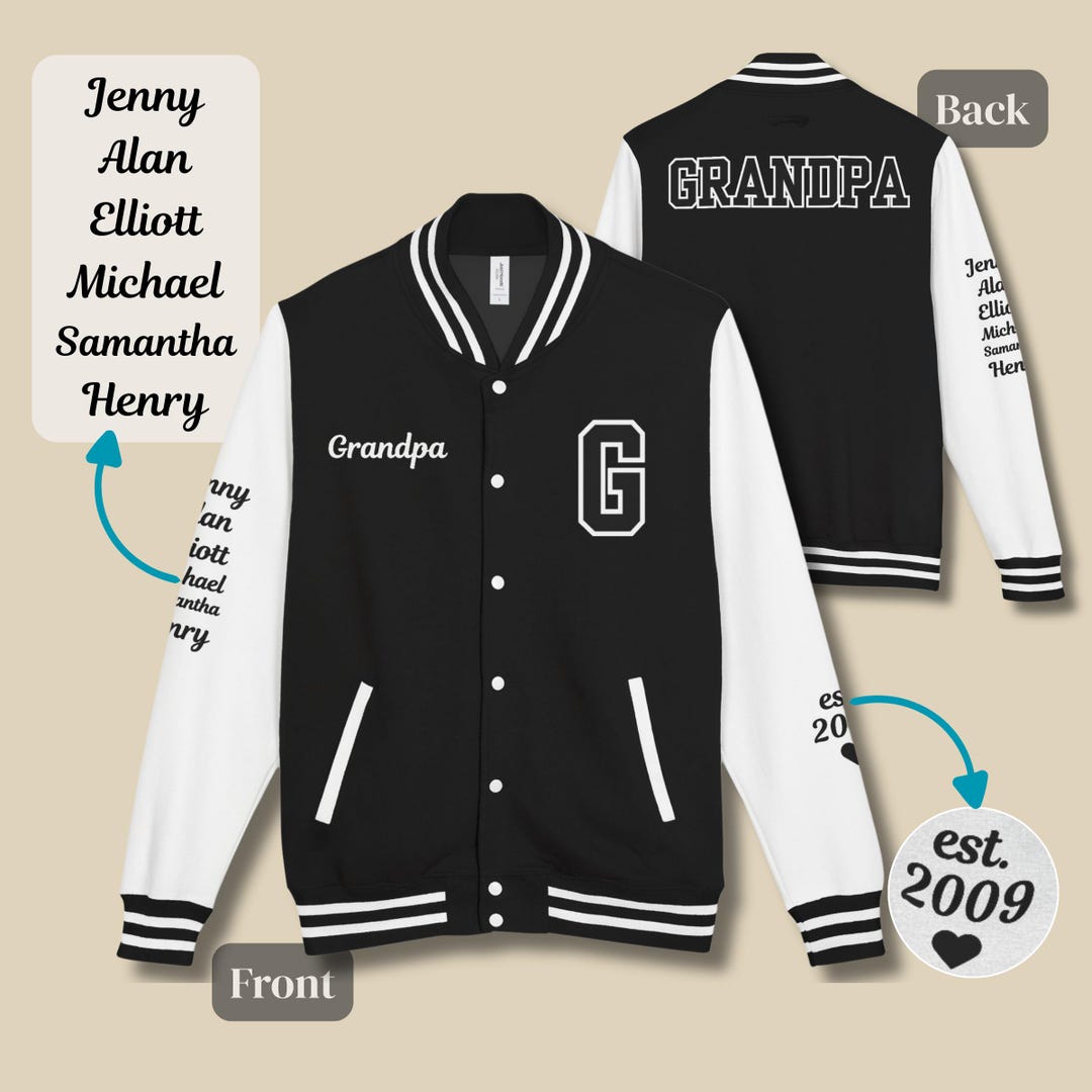 Custom Grandpa Varsity Jacket, Personalized Letterman Jacket With ...