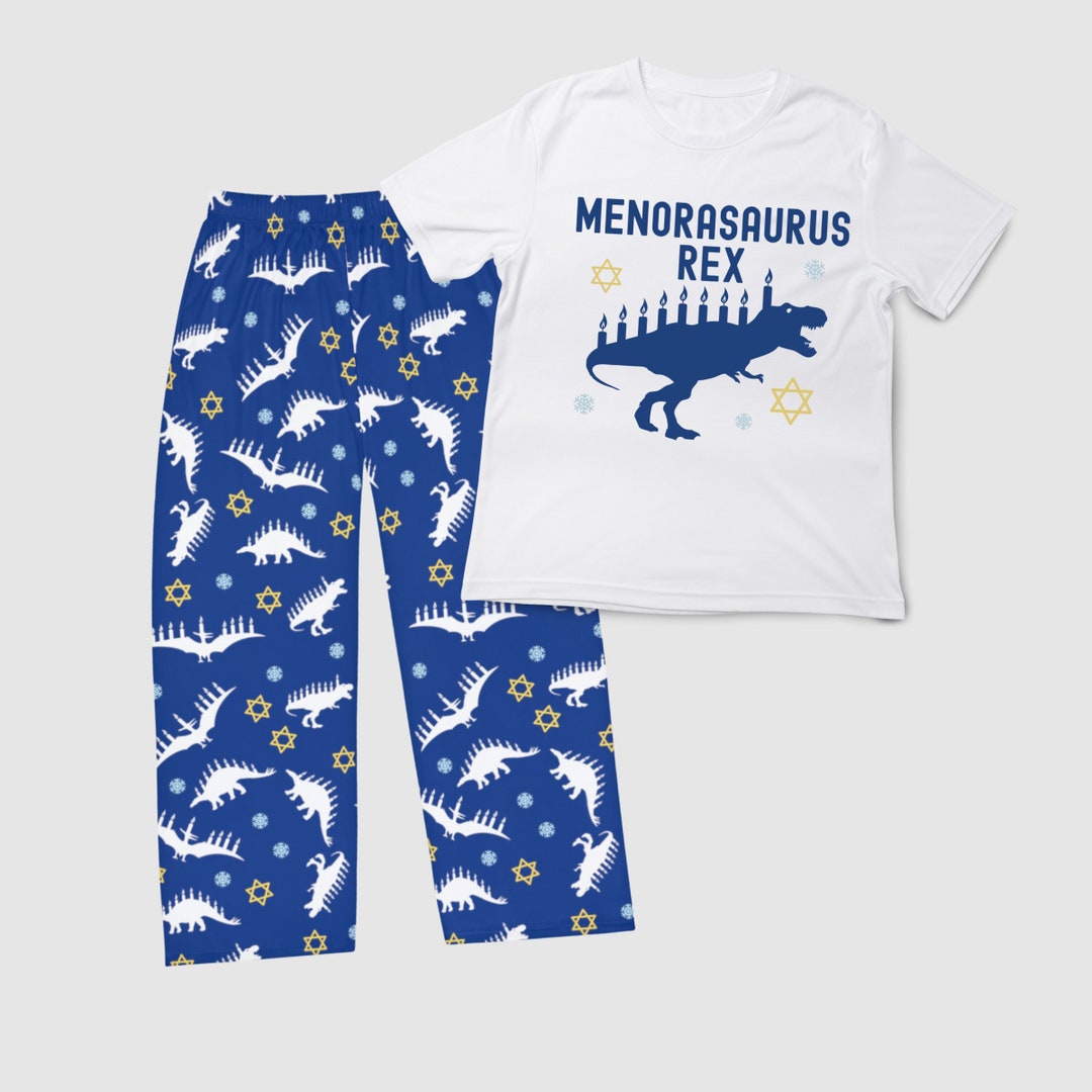Hanukkah Pajama Pants, Chanukah Dinosaur Matching Pyjama Sets, Hanukkah ...