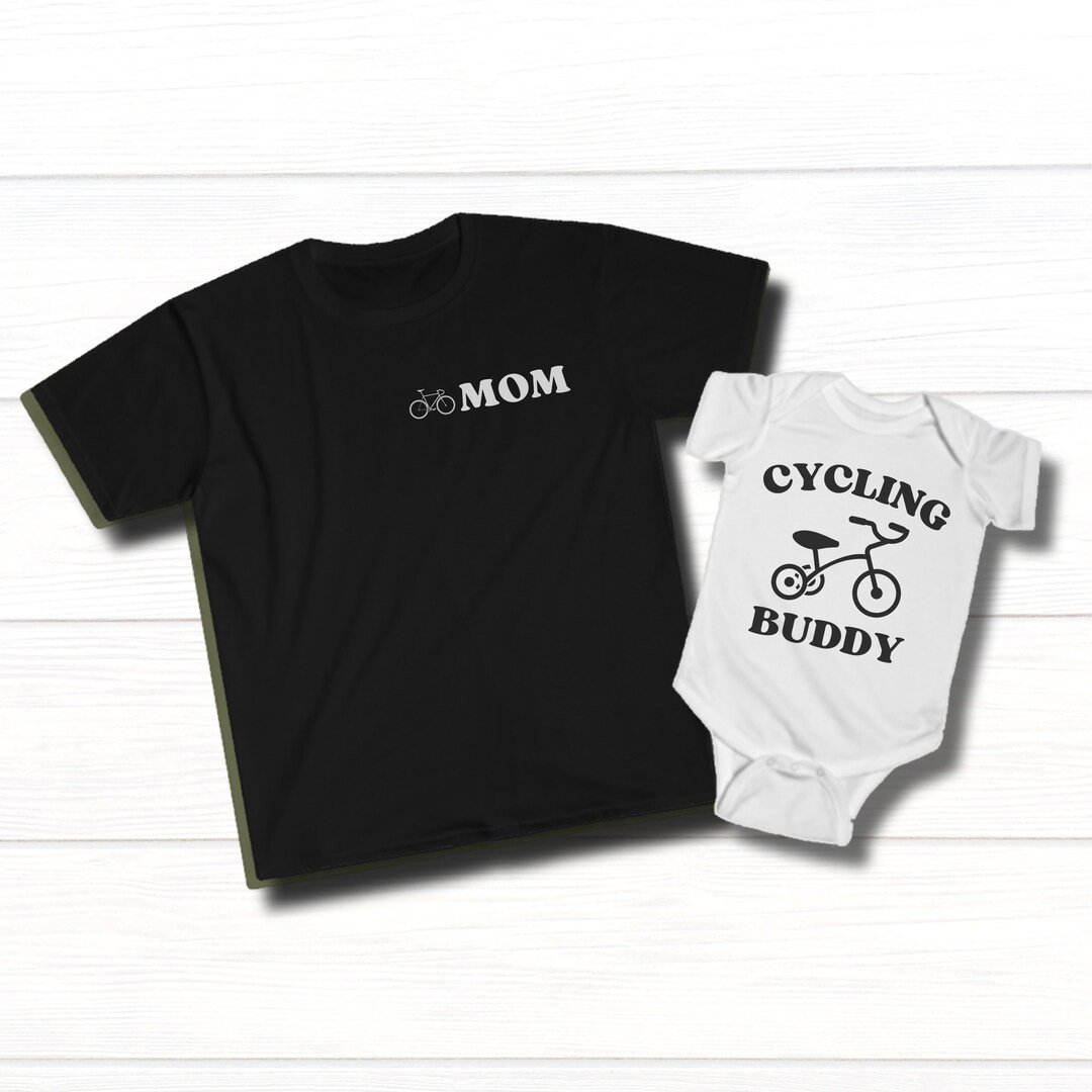 Cycling Mom and Child Shirts, Bicycle and Tricycle Mom and Baby, Mommy ...