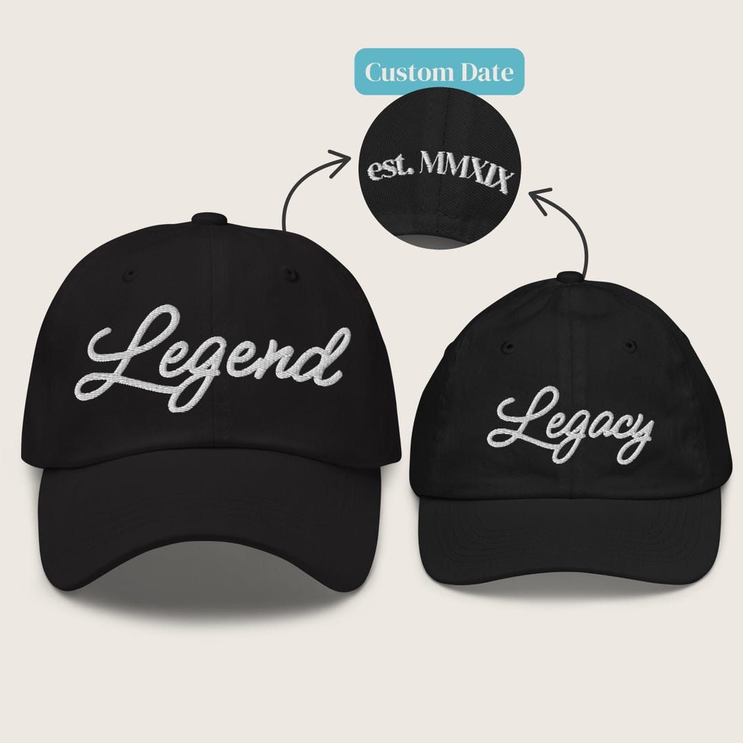 Dad and Child Hats, "legend and Legacy" Embroidered Hats, Father and ...