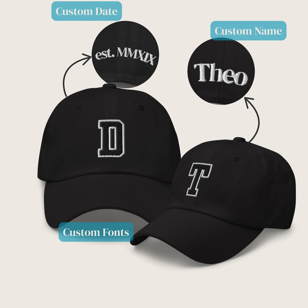 Custom Dad and Kid Hats, Embroidered Monogram Hats, Personalized ...