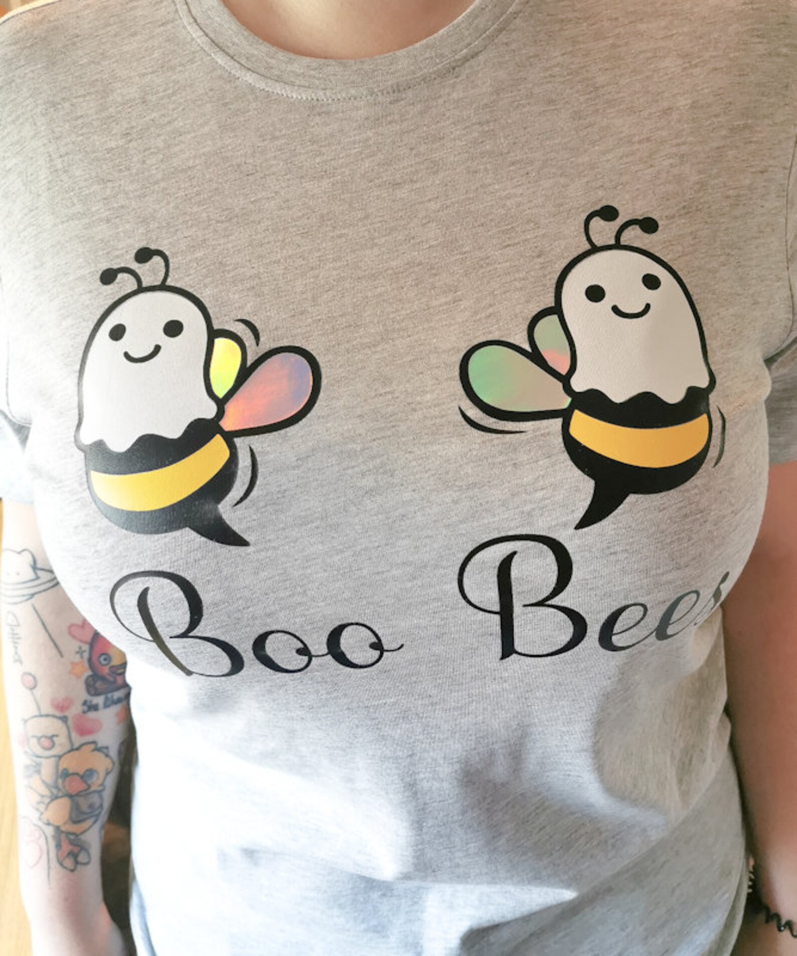Boobees T-Shirt Funny Slogan Halloween Top Holographic Boo | Etsy