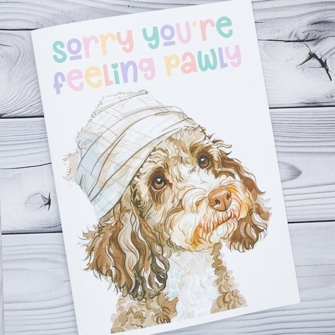 Sorry You're Feeling Poorly Dog Card, Dog Get Well Soon Card, Card for ...