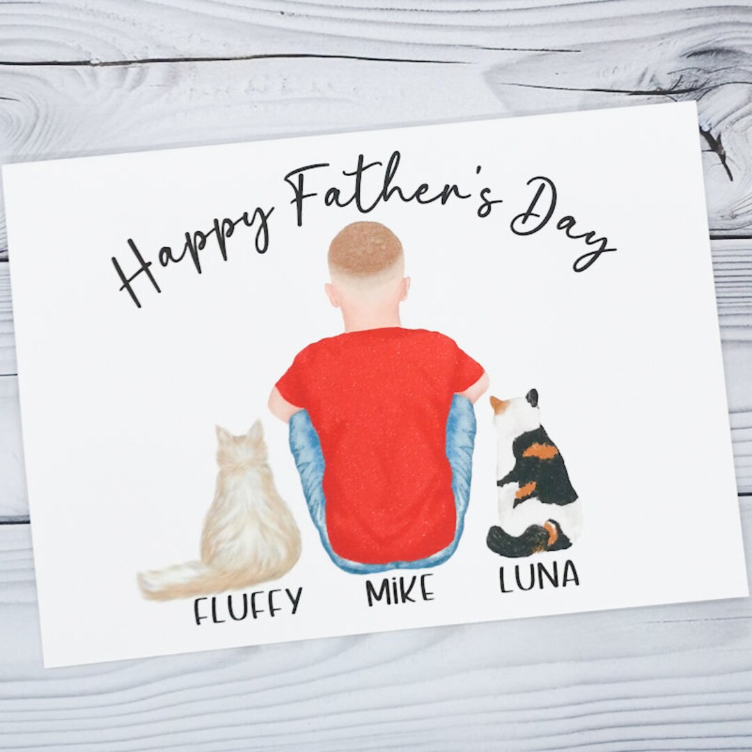 Happy Father's Day Cat Card, Crazy Cat Dad Card, Personalised Cat ...