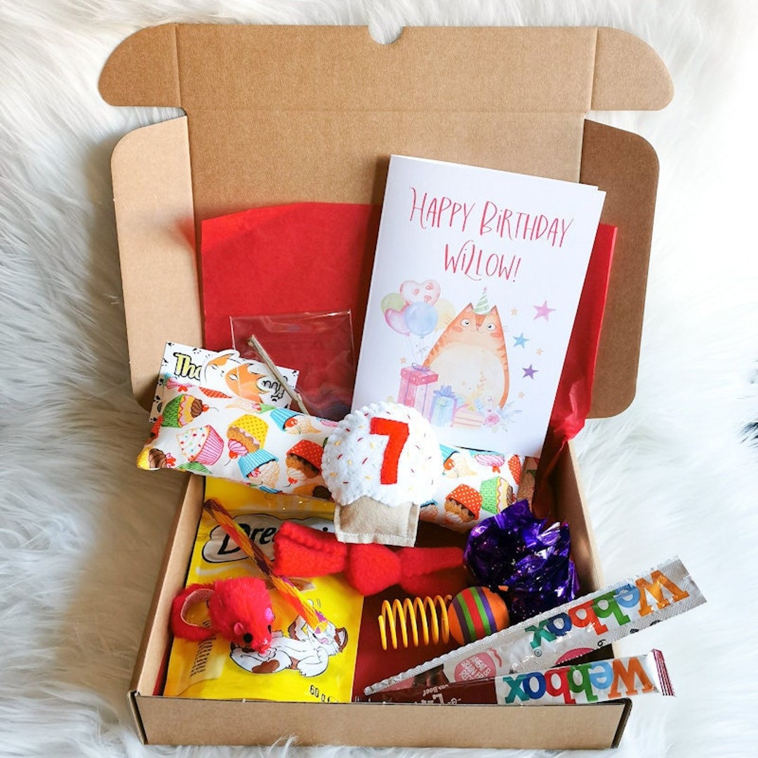Personalised Cat Birthday Gift Box Gotcha Day Presents Pet Fosterversary Gift Ideas Handmade Catnip Toys Gifts for Cat Lovers Etsy UK