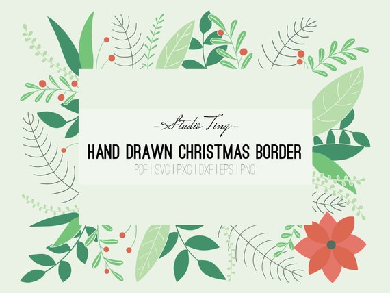 Hand Drawn Christmas Floral Border Holiday Decor Winter - Etsy
