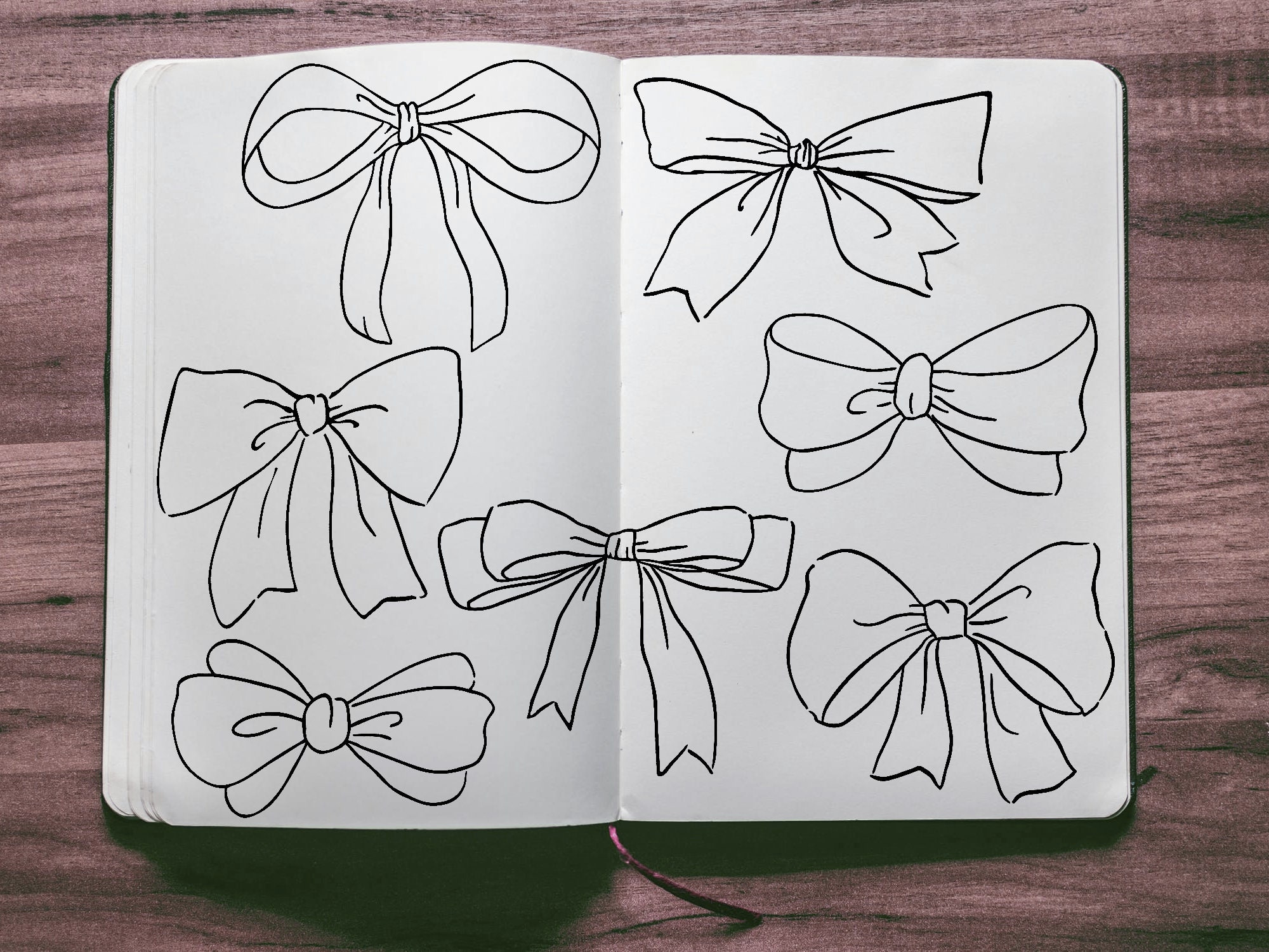 Hand Drawn Ribbon Clipart, Bow Vector, Decorative Elements for Wedding ...