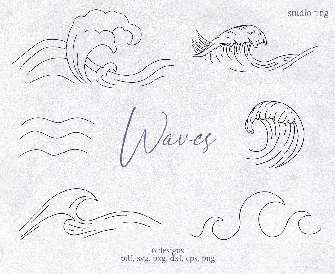 Hand Drawn Wave Elements, Waves Cut File Vector, Ocean Waves Svg ...
