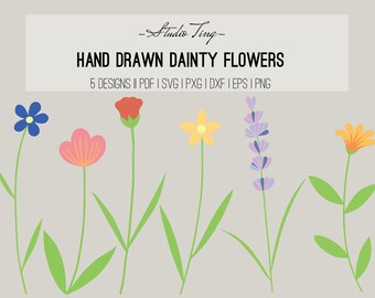 Hand Drawn Dainty Flower Clipart - Etsy