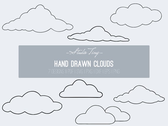 Hand Drawn Cloud Clip Art Sky Illustration Vector Cut File | Etsy