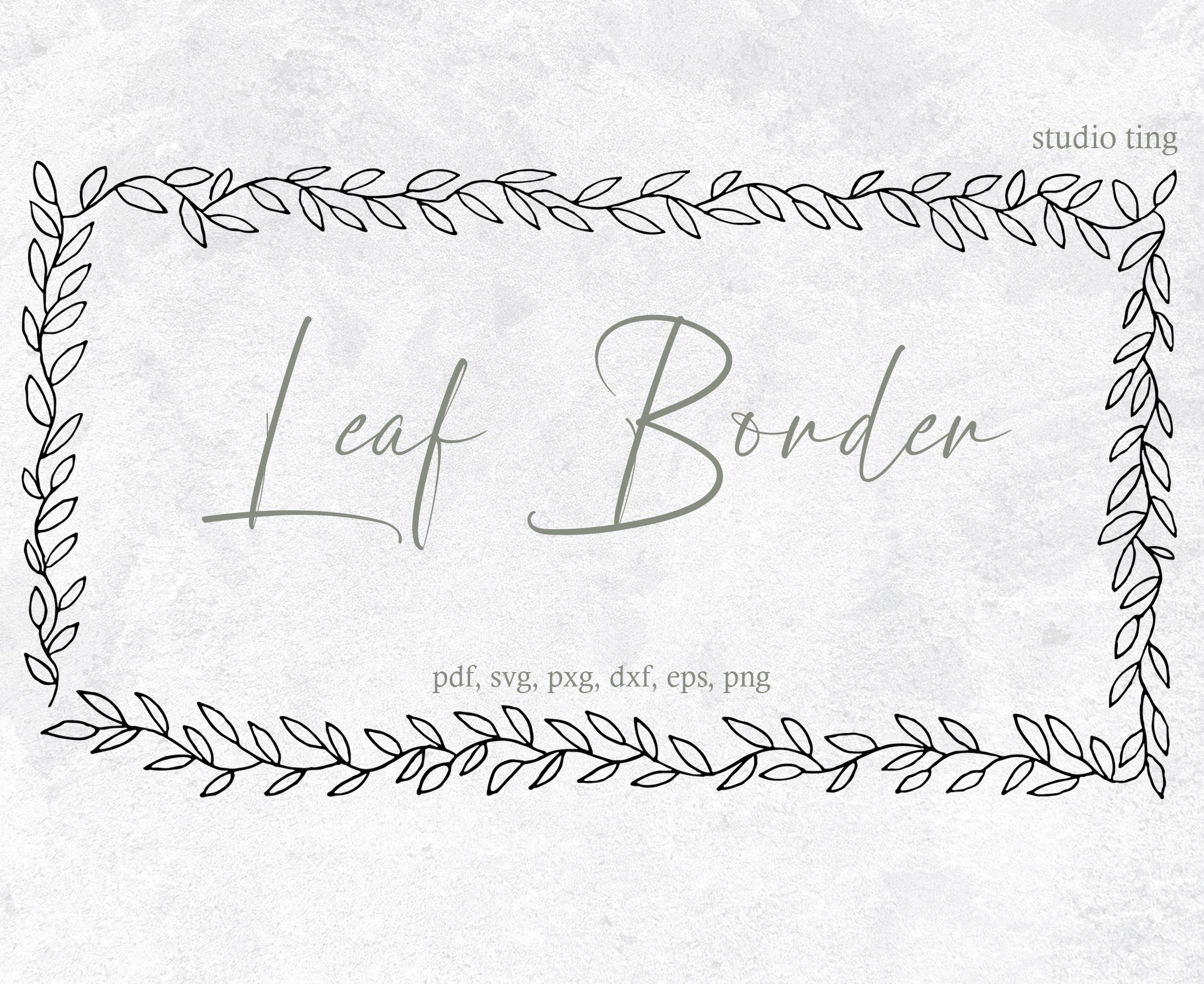 Hand Drawn Rectangular Leaf Border Clip Art, Foliage Svg, Wedding ...