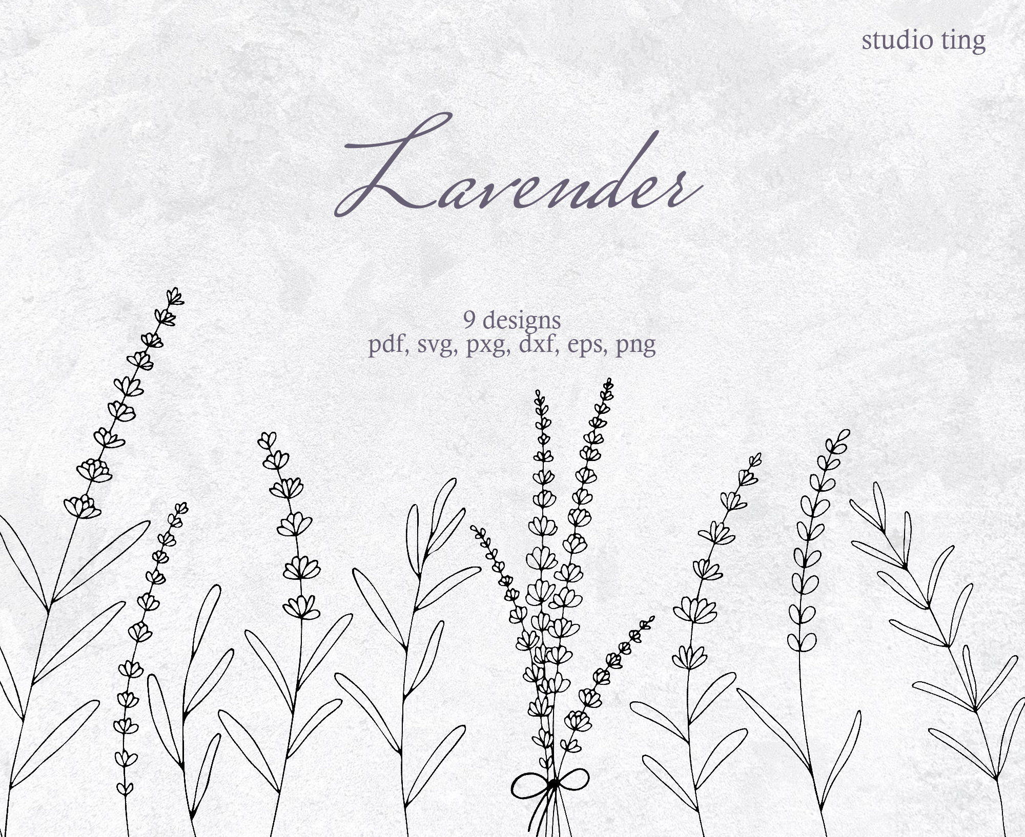 Lavender Line Drawing Tattoo
