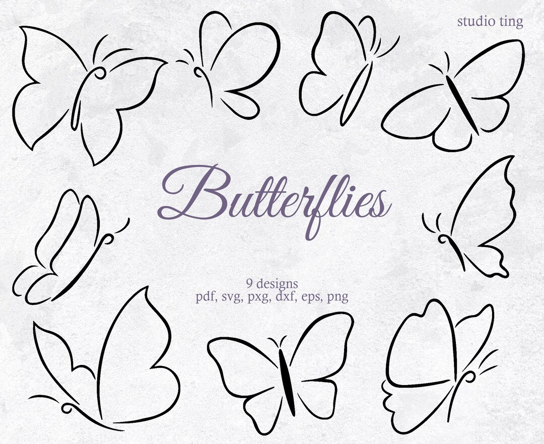 Hand Drawn Butterfly Clip Art, Minimalist Butterfly Vector Art, Nature ...