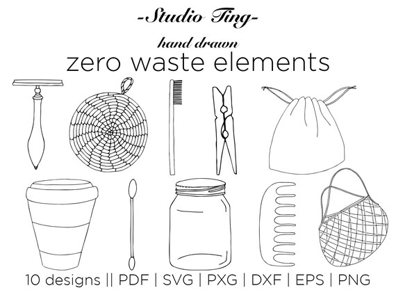 Hand Drawn Zero Waste Svg Eco Clipart Ecological Icon | Etsy