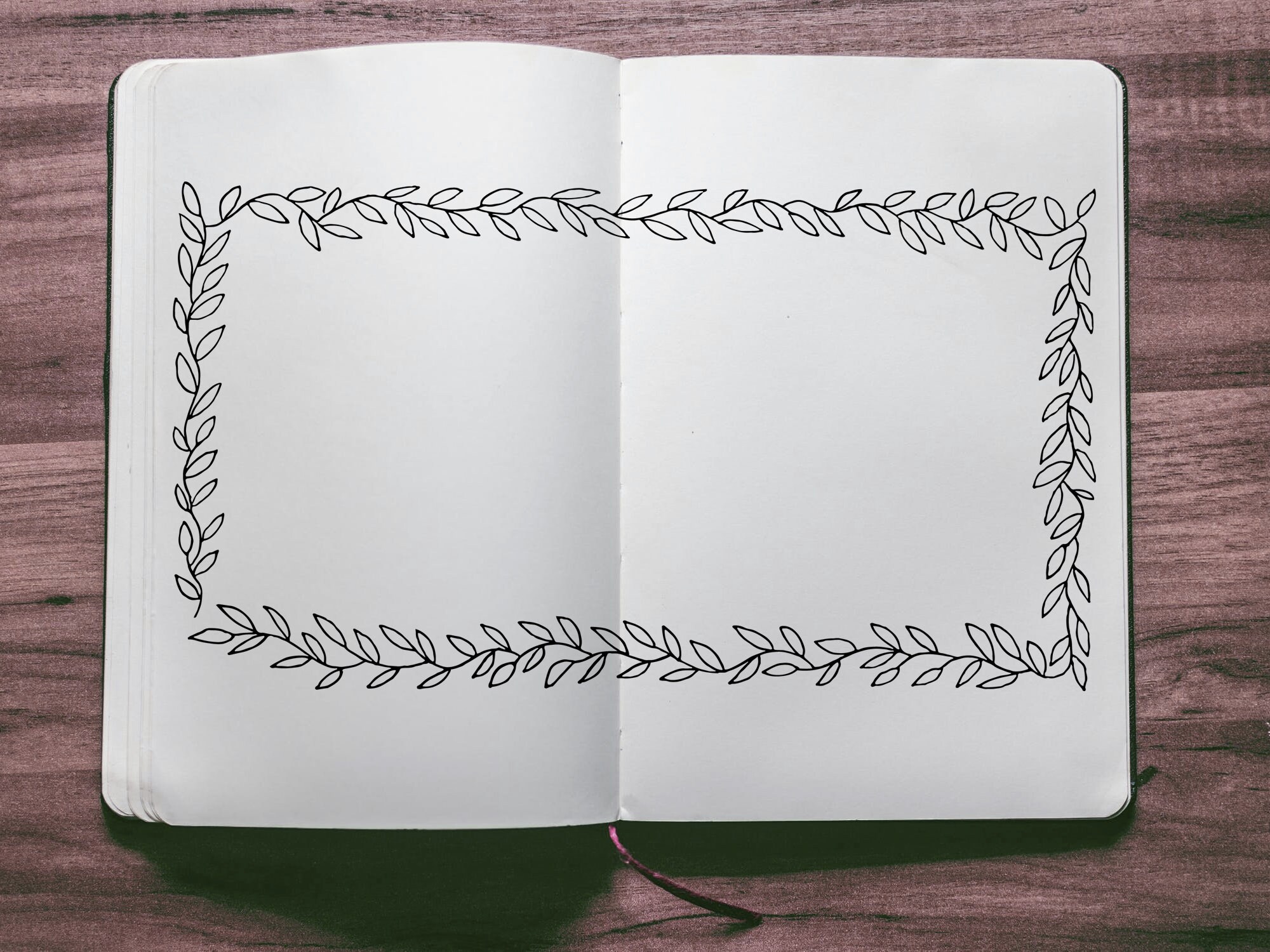 Hand Drawn Rectangular Leaf Border Clip Art, Foliage Svg, Wedding ...