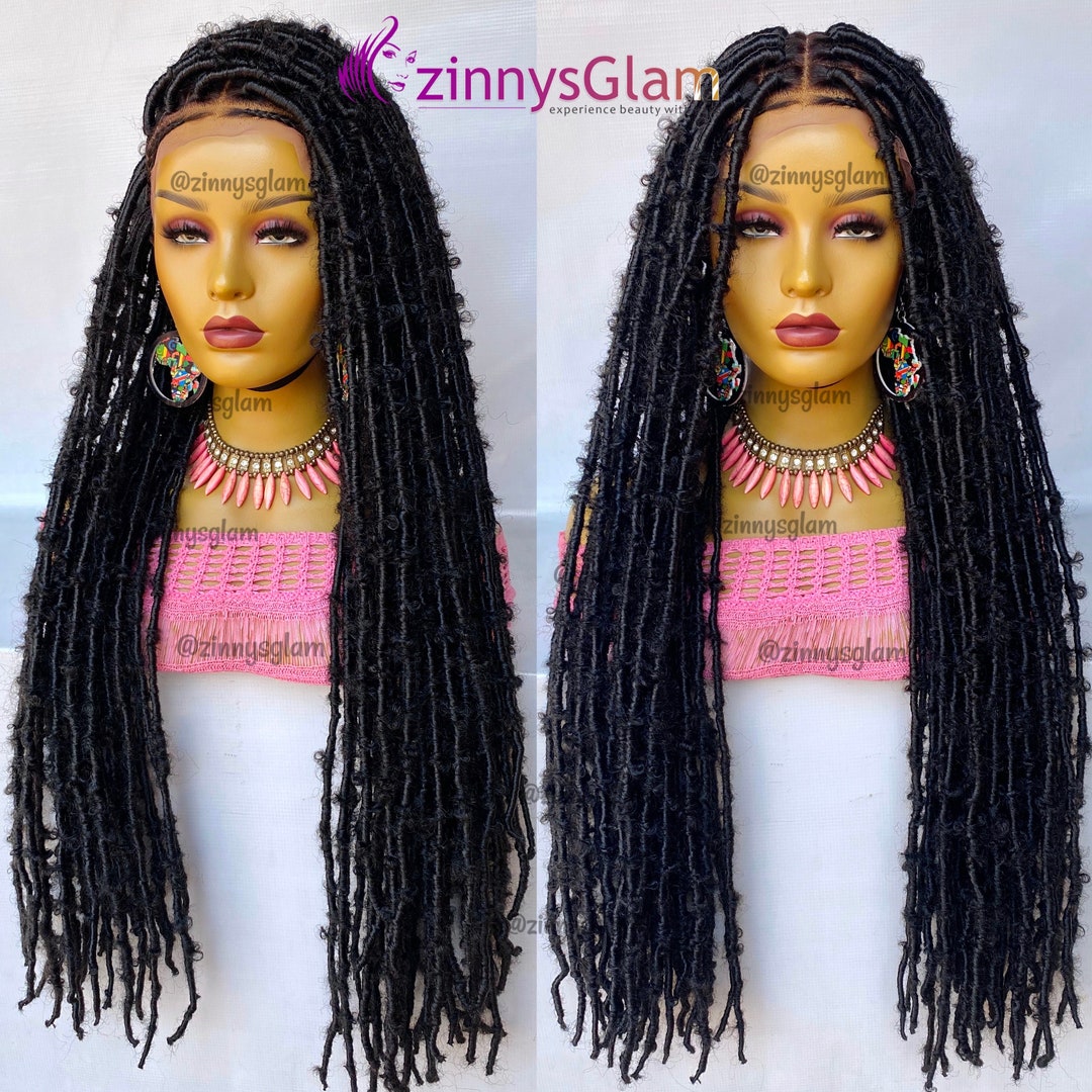 Distressed Faux Locs Wig Butterfly Loc Lace Front Full Lace Knotless ...