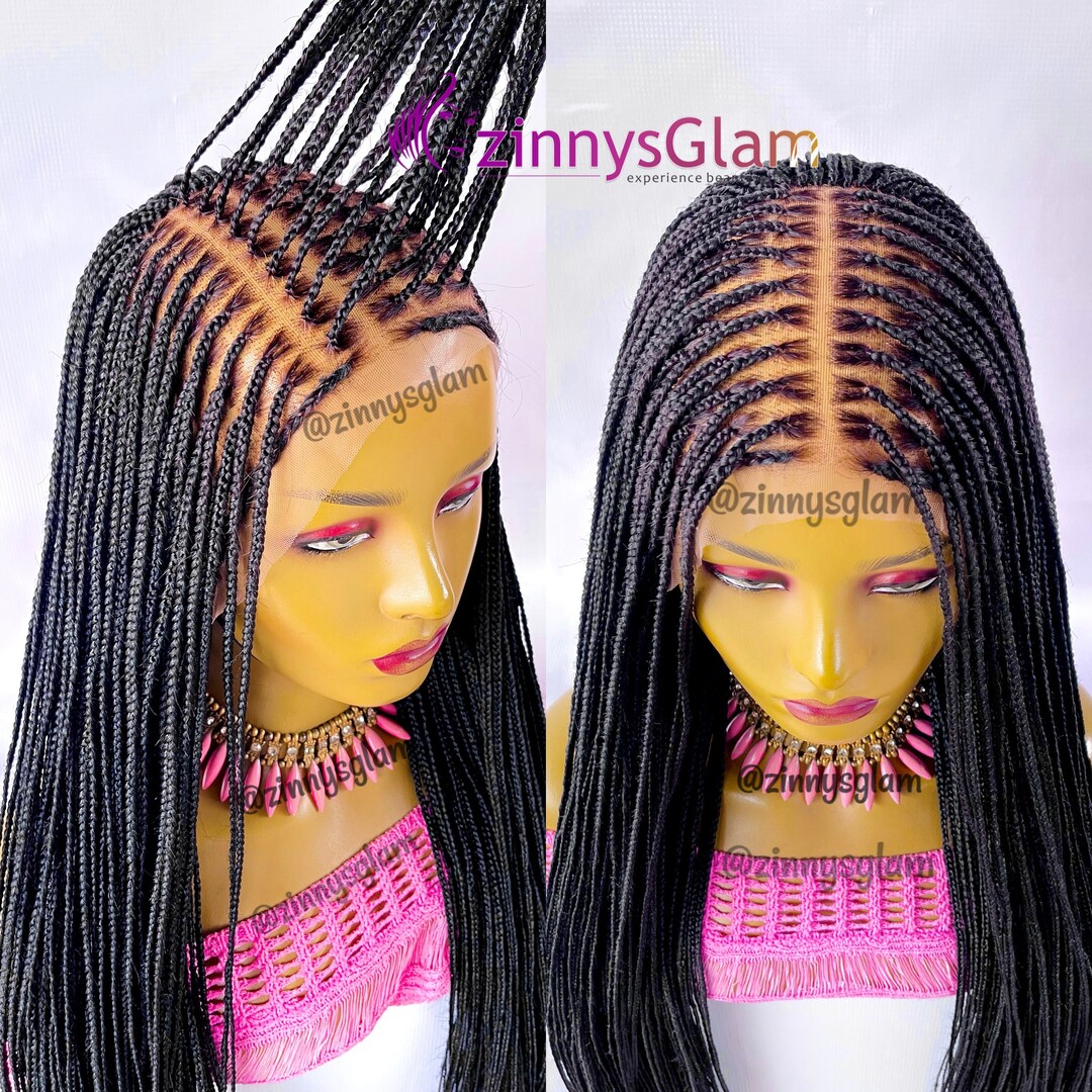 Micro Knotless Braids Box Braided Wig for Black Women Human - Etsy