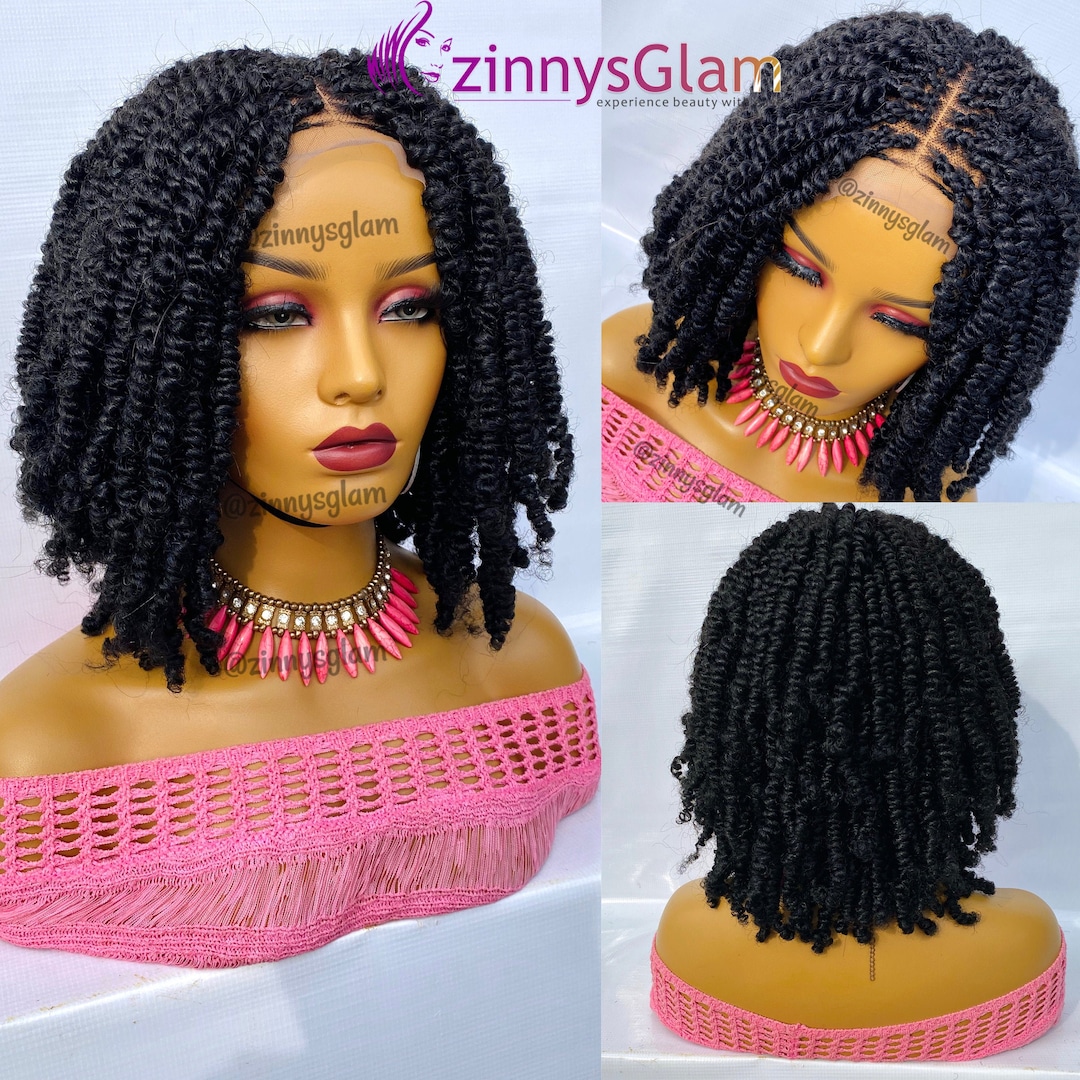 Ready to Ship Spring Twist Wig Natural Afro Kinky Twist Braided Wig for ...
