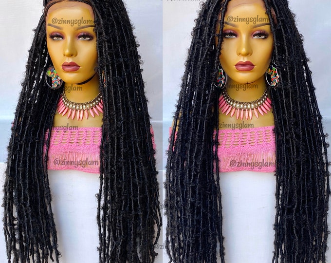 Distressed Faux Locs Wig Butterfly Loc Lace Front Full Lace Knotless ...