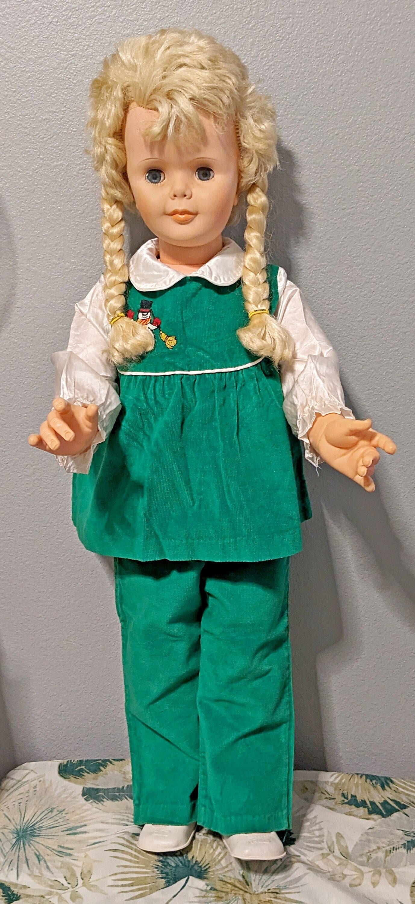 Vintage 1960's 35 Blonde With Braids Walking Doll, No Distinct Brand ...