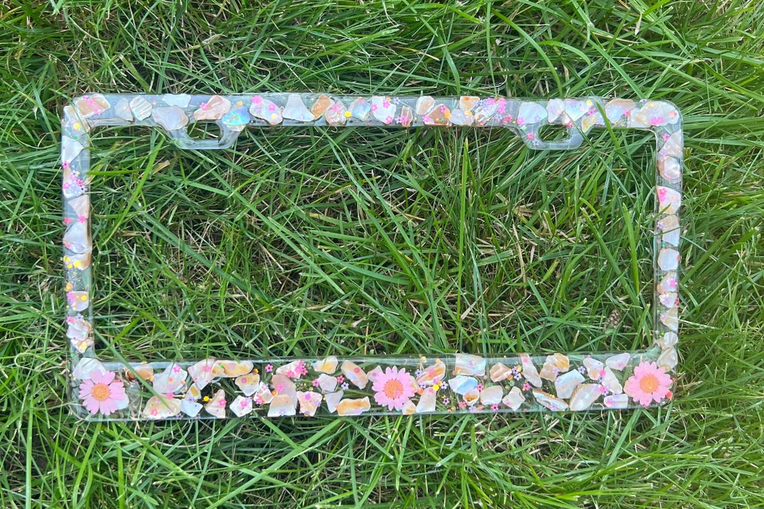 Epoxy Resin License Plate Frame|custom License Plate Frame|red Stones ...