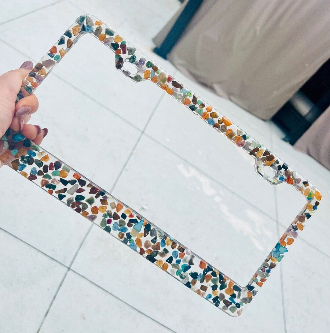 Resin License Plate Frame|custom License Plate Frame|blue Stones Number ...