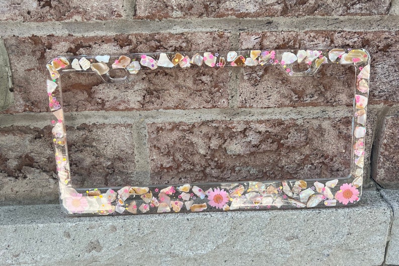 Epoxy Resin License Plate Frame|custom License Plate Frame|red Stones ...