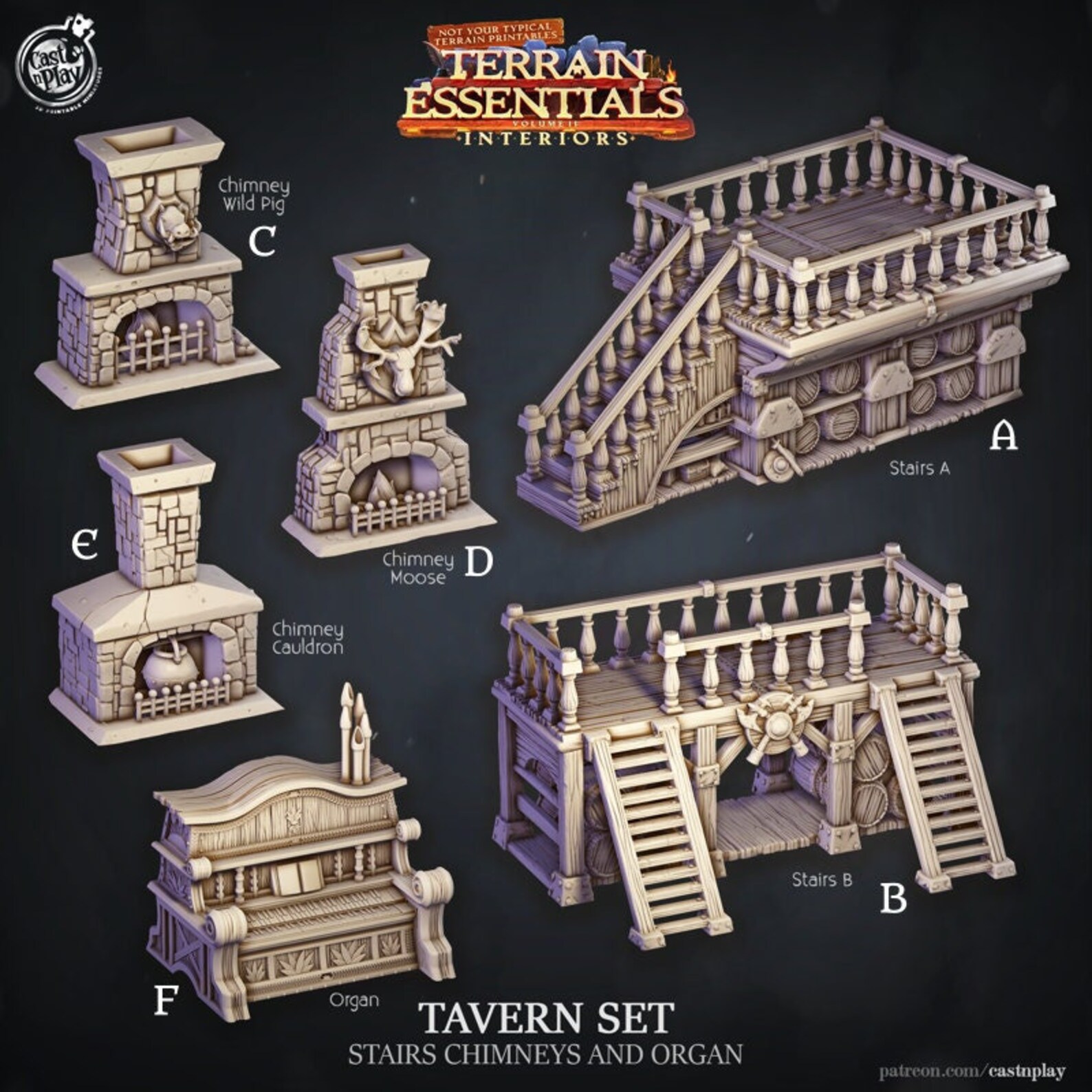 Tavern Set Stairs Chimney and Organ Terrain Essentials: - Etsy