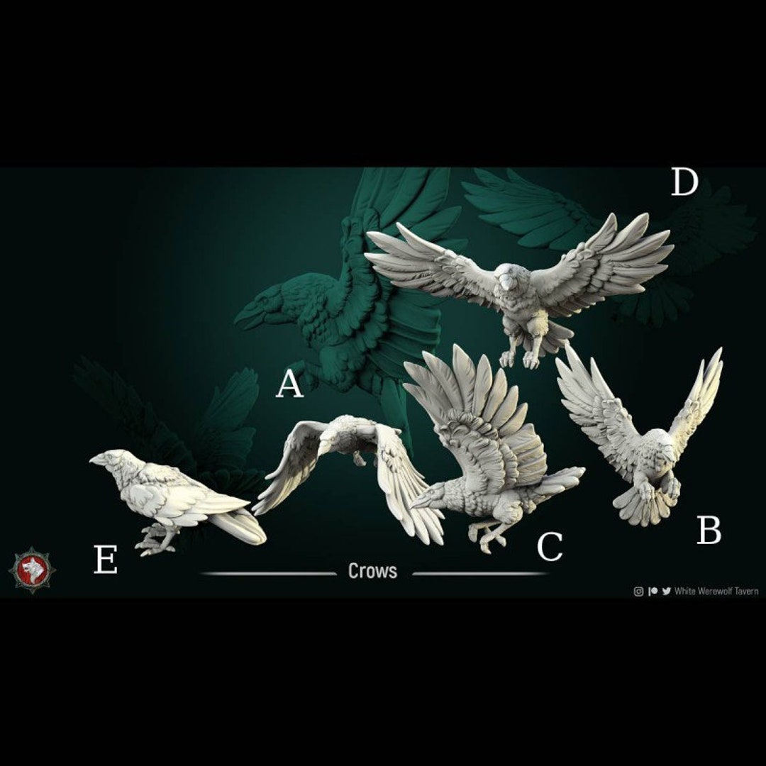 Crows Raven Invasion 3D Printed Miniature White Werewolf - Etsy