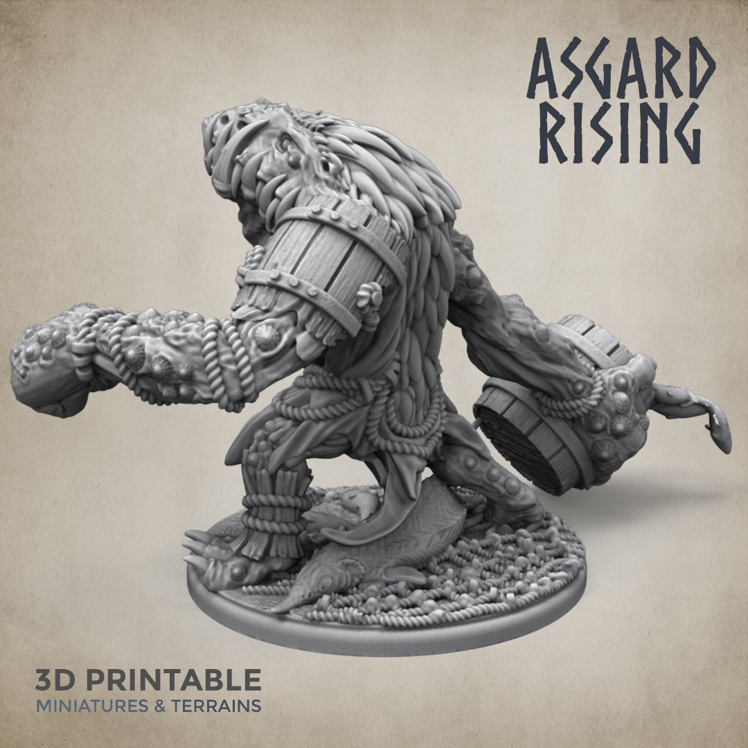 Fjord Trolls 2 Troll With a Bucket of Fish 3D Printed | Etsy