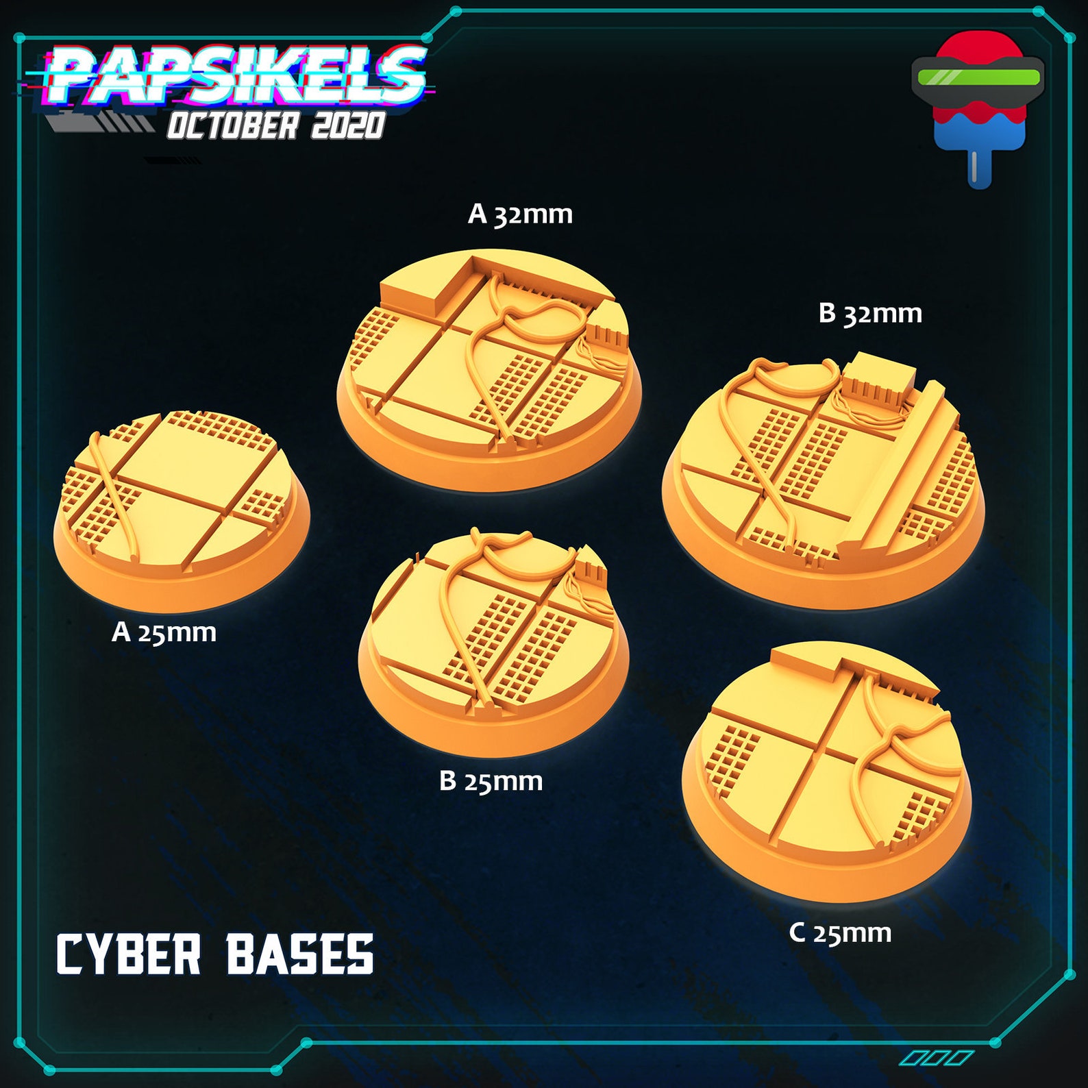 Cyberpunk Bases Round 25mm / 32mm 3D Printed Miniature | Etsy