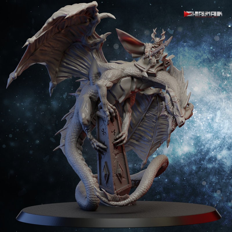 Dark Elf Dragon Rider 3D Printed Miniature GHAMAK 28mm / | Etsy