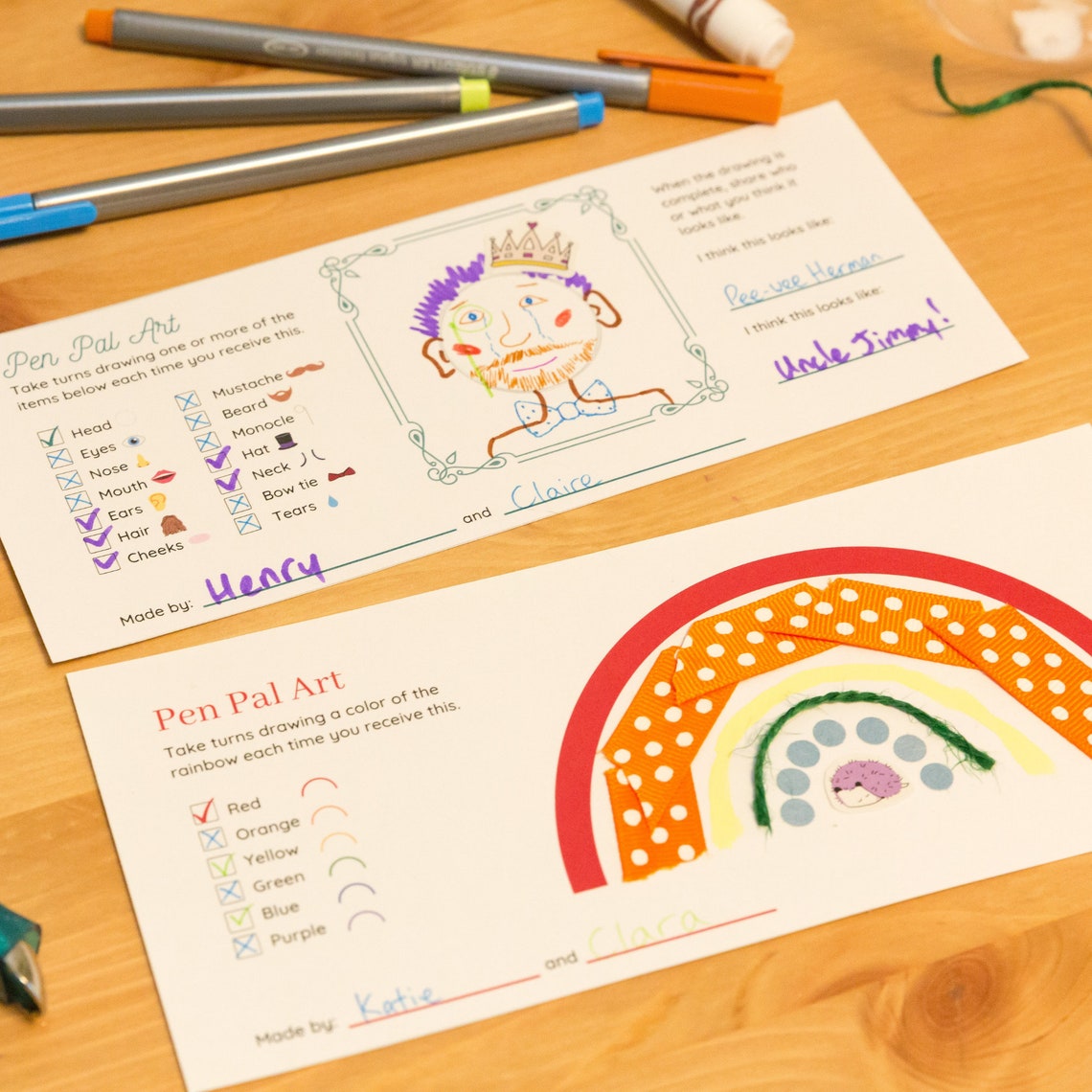 Pen Pal Art Kit Set of Collaborative Activity Cards for Kids - Etsy