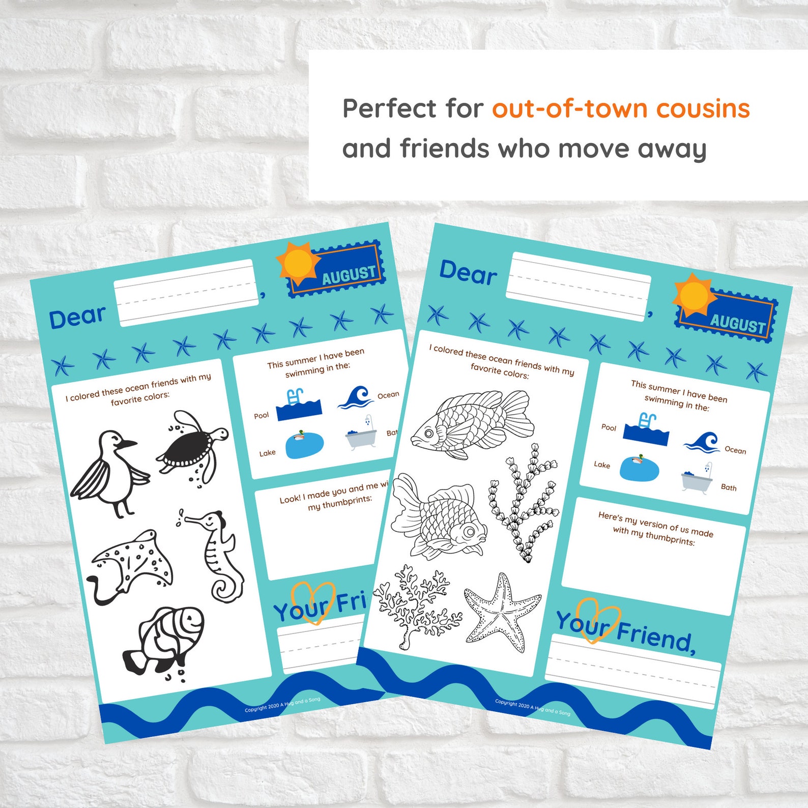 Pen Pal Letters for Little Kids to Exchange With Friends - Etsy