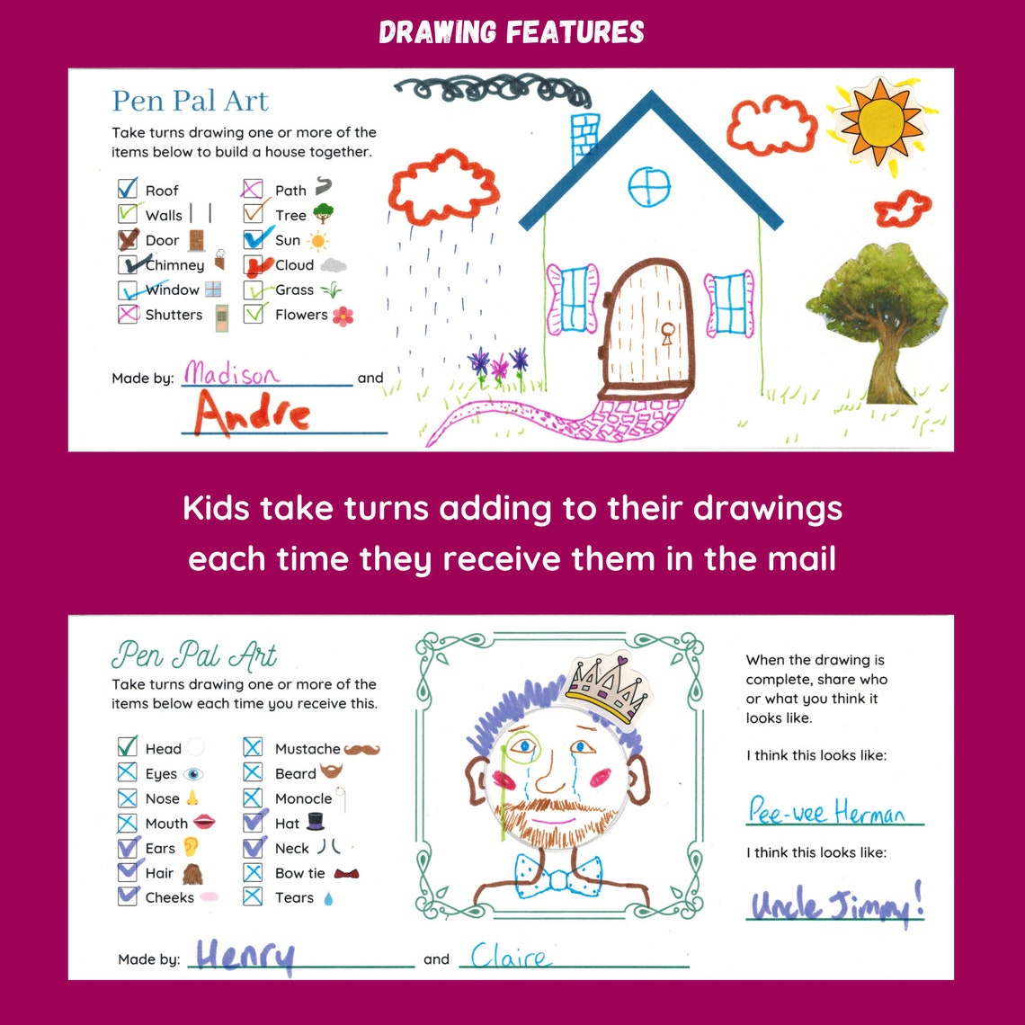 Pen Pal Art Kit Set of Collaborative Activity Cards for Kids - Etsy