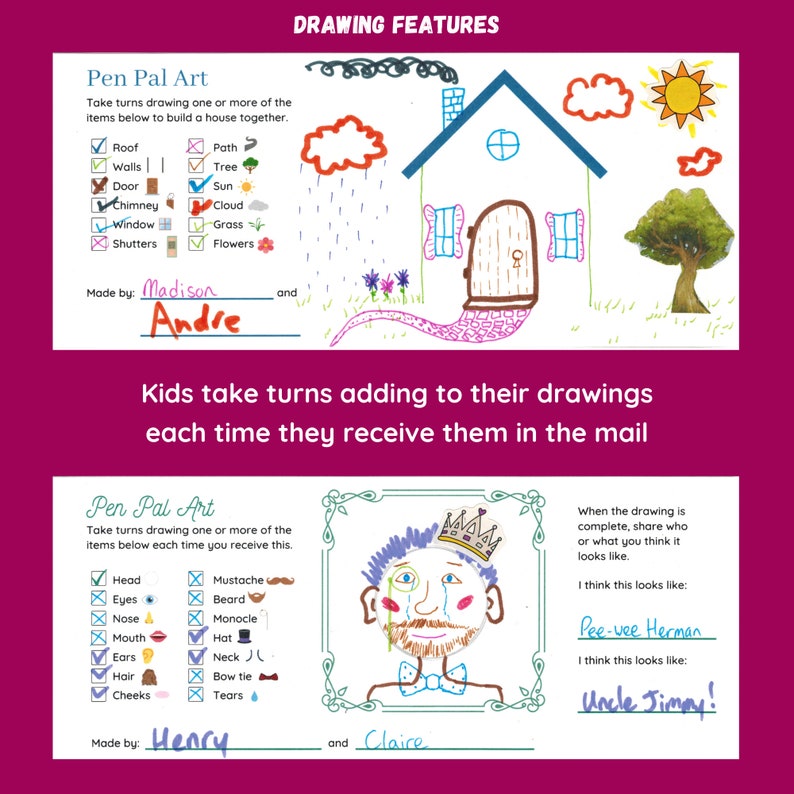 Pen Pal Art Kit | Set of Collaborative Activity Cards for Kids to ...