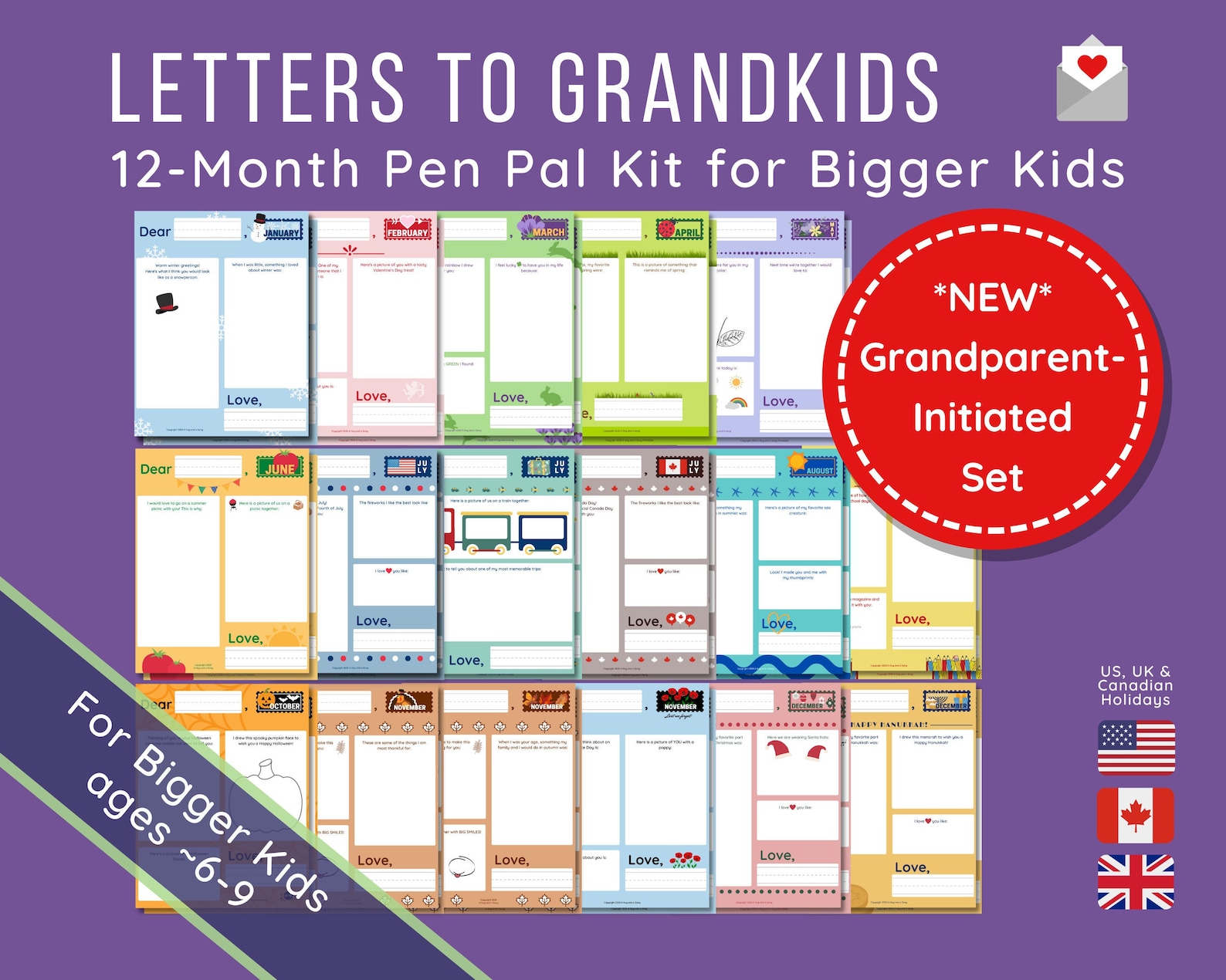 Pen Pal Letter Writing Set for Grandparents and Bigger Grandkids ...