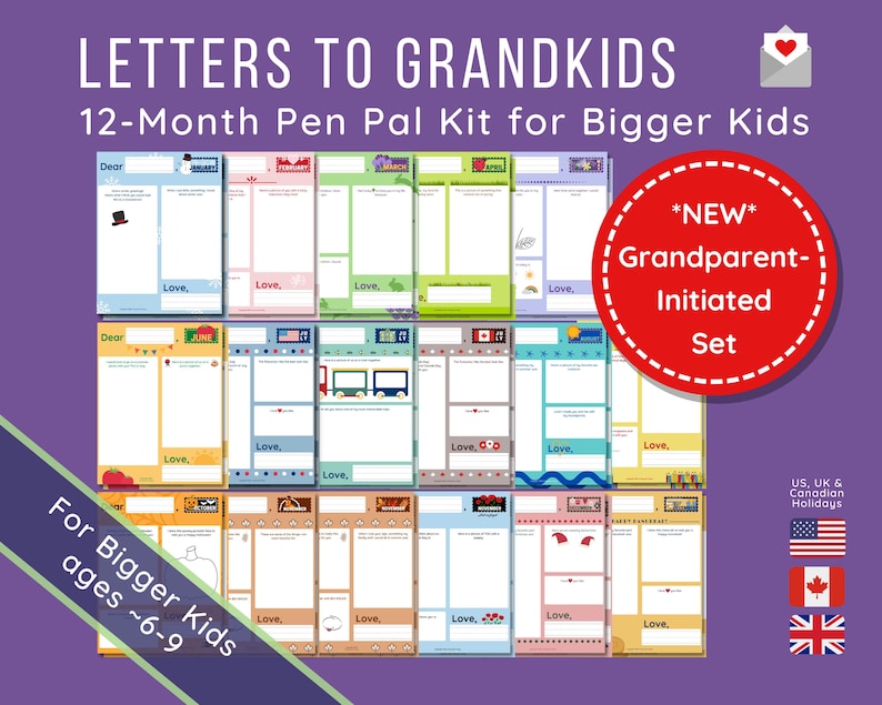 Pen Pal Letter Writing Set for Grandparents and Bigger Grandkids ...