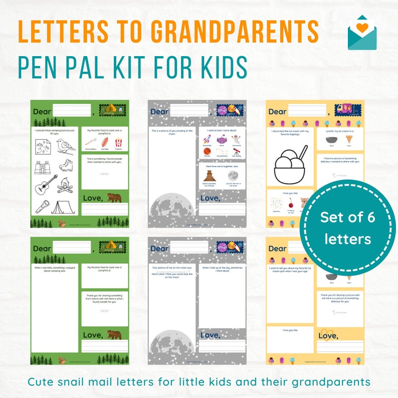 Printable Pen Pal Letters for Kids and Grandparents to Keep in | Etsy