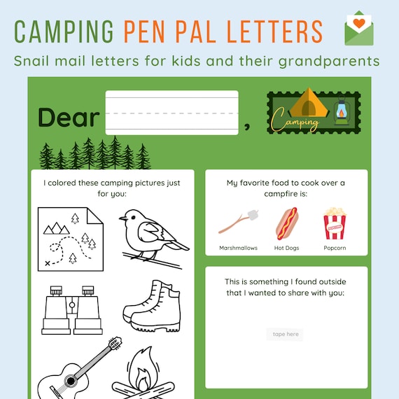 Snail Mail for Kids and Grandparents Set of Two Camping - Etsy