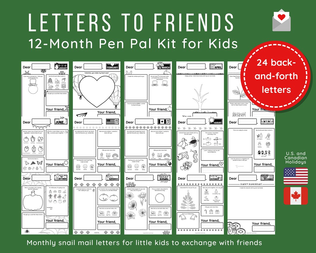 Pen Pal Stationery Set for Kids to Exchange With Friends, Classmates ...