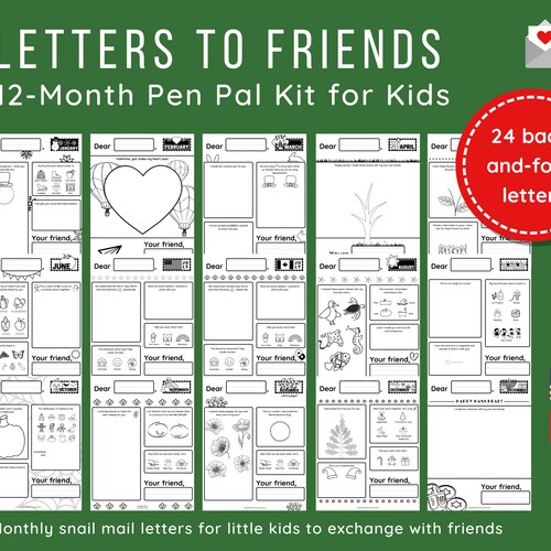 Pen Pal Kit Printables Snail Mail Kids Penpal Set - Etsy